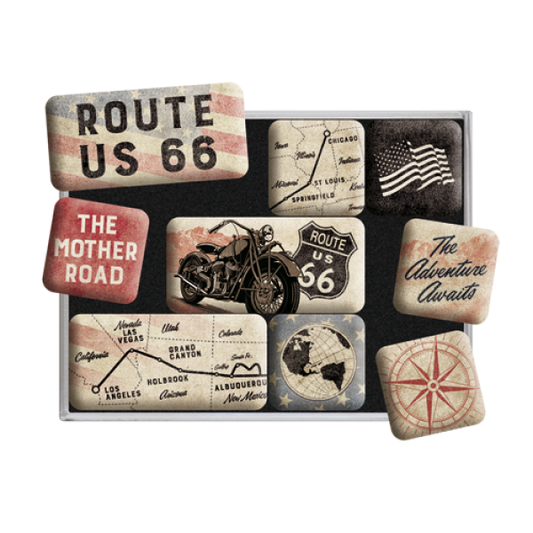 Route 66 Bike Map - Termometer - METALLSKILT.NO